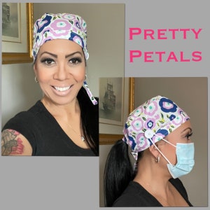 Scrub Caps With Buttons / Scrub Caps / Medical Scrub Cap / Female Scrub ...