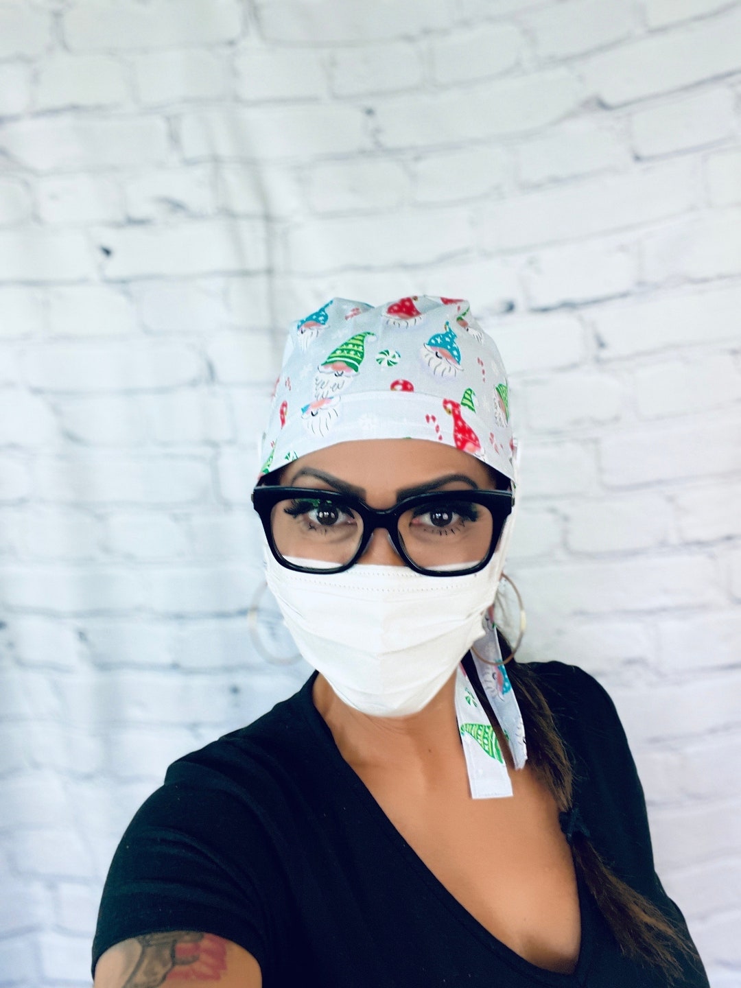 Christmas Scrub Cap | Scrub Cap With Buttons | Holiday Scrub Cap ...
