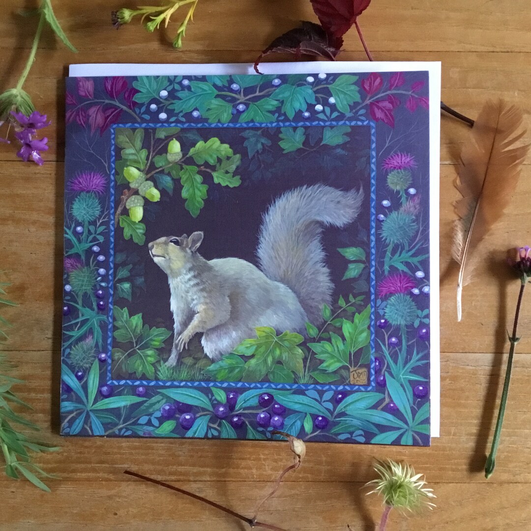Squirrel Greeting Card. Title ‘acorns!’ - Etsy