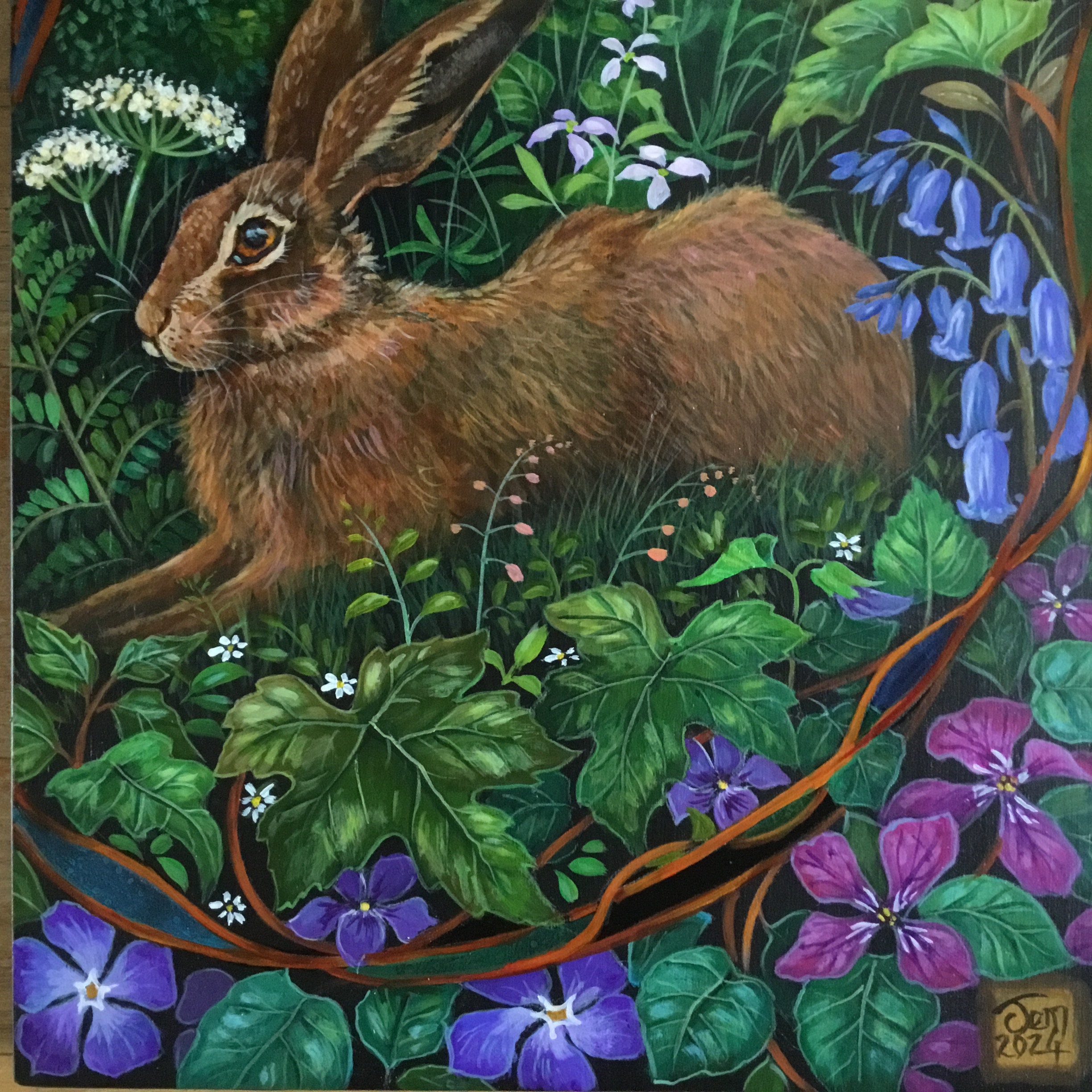 Hare Original Acrylic Painting on a Wooden Gothic Panel. Title the Hare ...