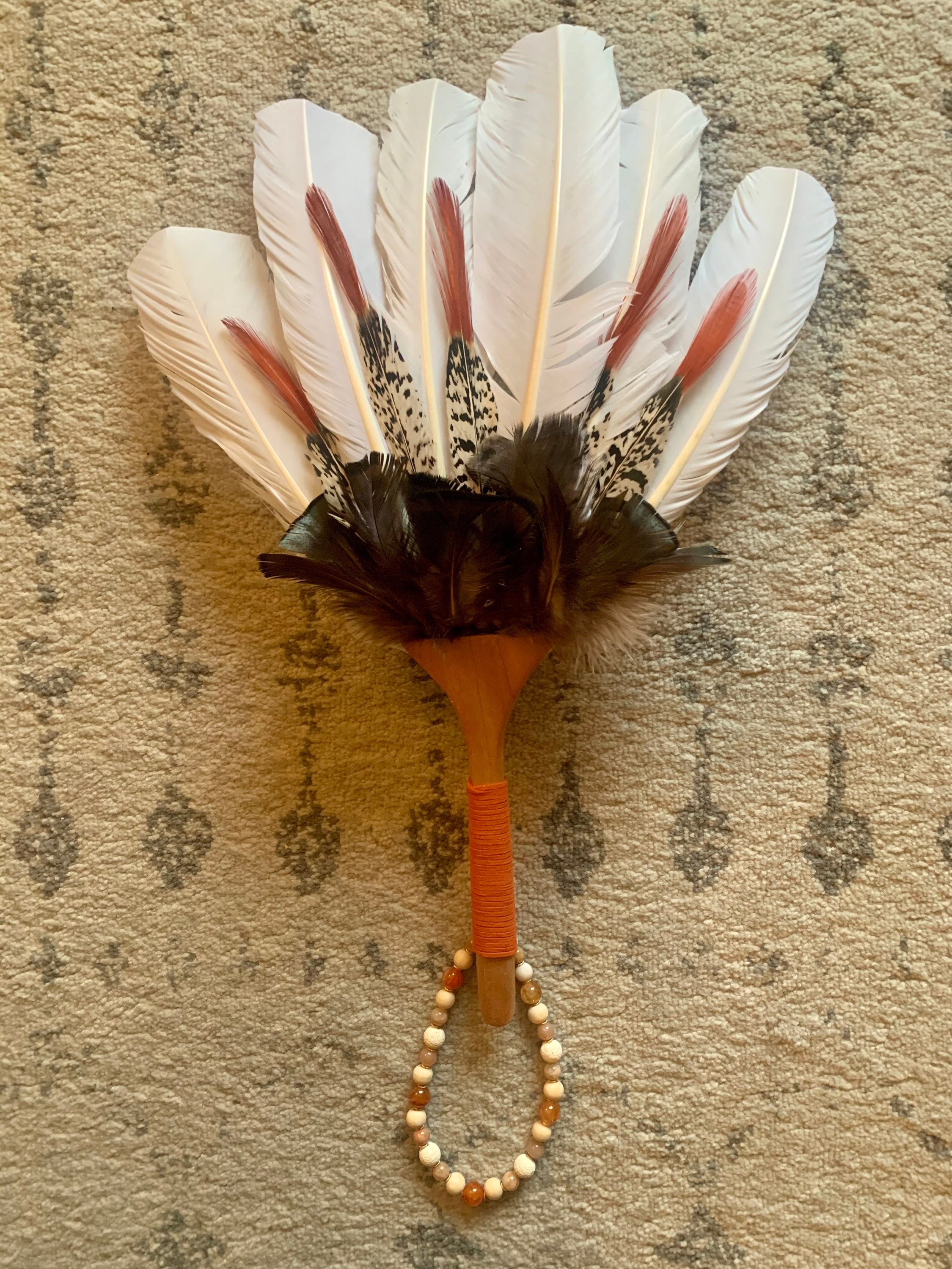 Crystal Smudging Fan (CUSTOM ORDER), Feather Smudging Fan, Crystal ...
