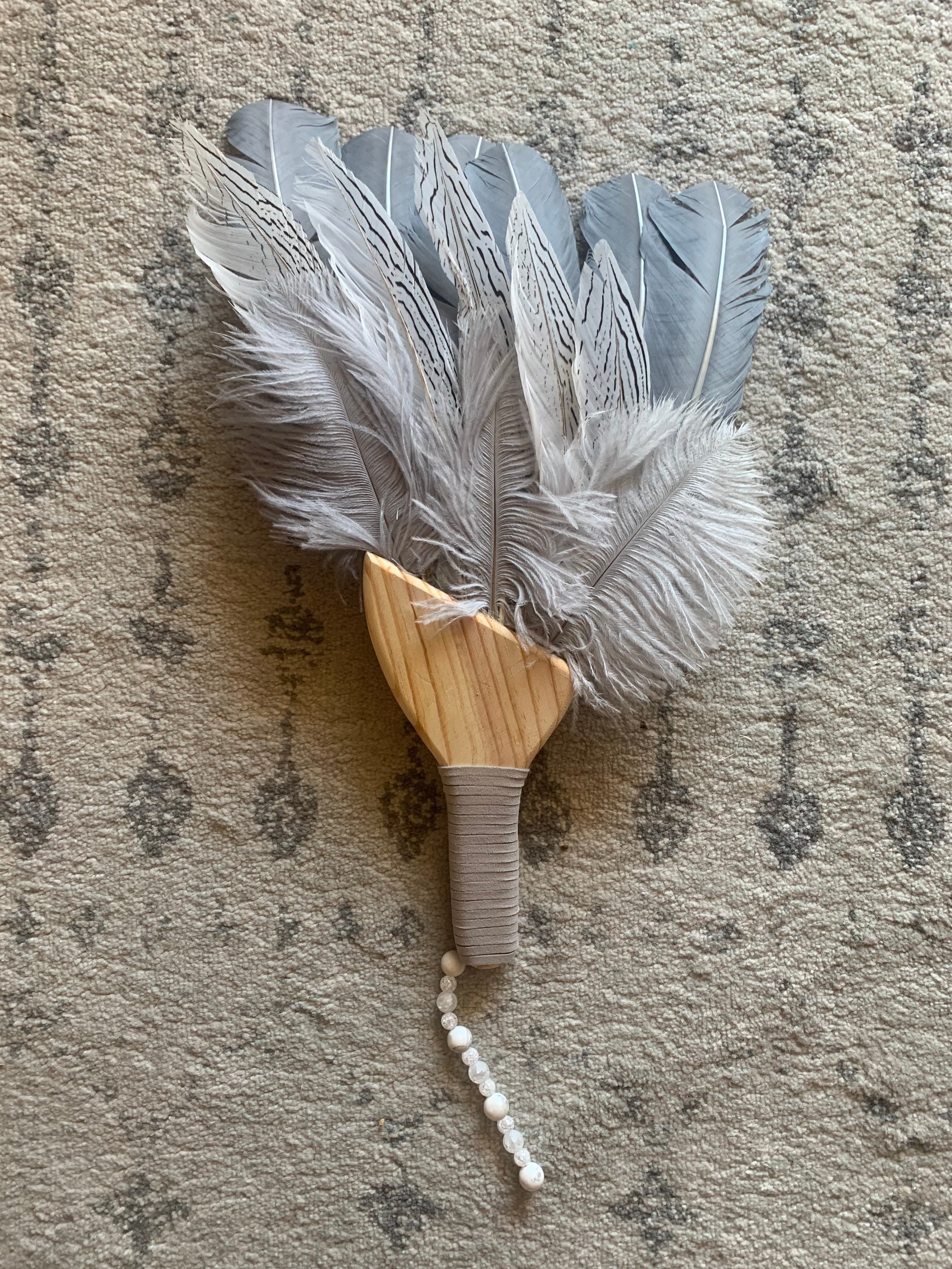Crystal Smudging Fan (CUSTOM ORDER), Feather Smudging Fan, Crystal ...
