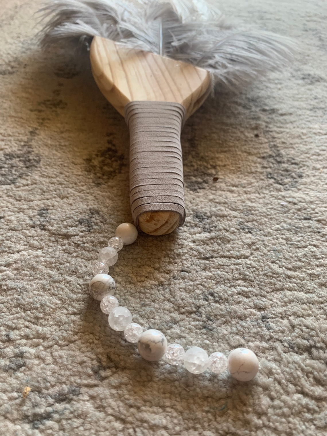 Gray and White Smudging Fan Feather Smudging Fan Smudge - Etsy