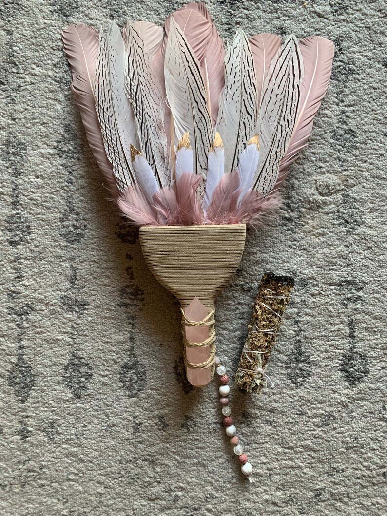Crystal Smudging Fan CUSTOM ORDER Feather Smudging Fan | Etsy