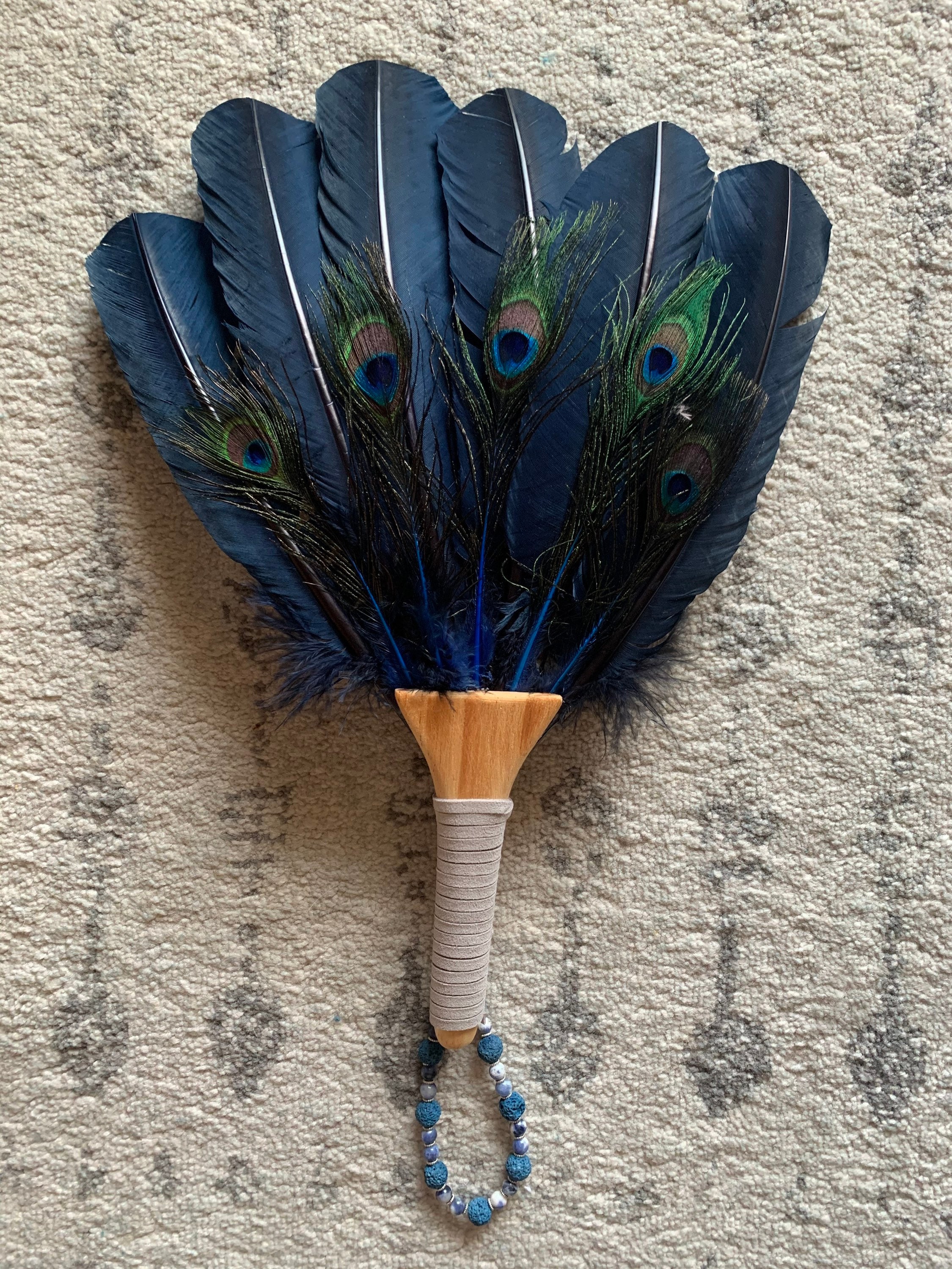 Crystal Smudging Fan (CUSTOM ORDER), Feather Smudging Fan, Crystal ...