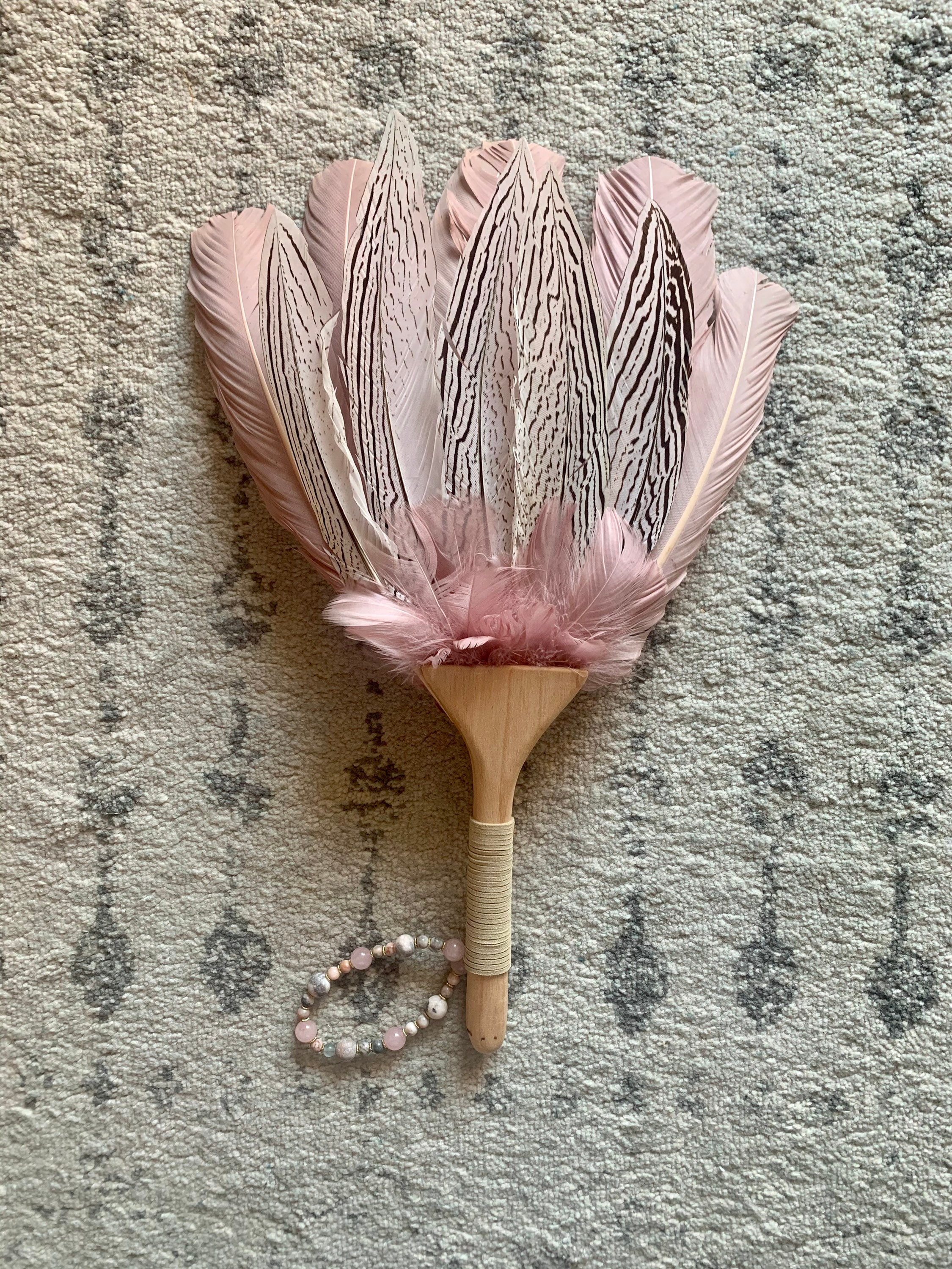 Crystal Smudging Fan (CUSTOM ORDER), Feather Smudging Fan, Crystal ...