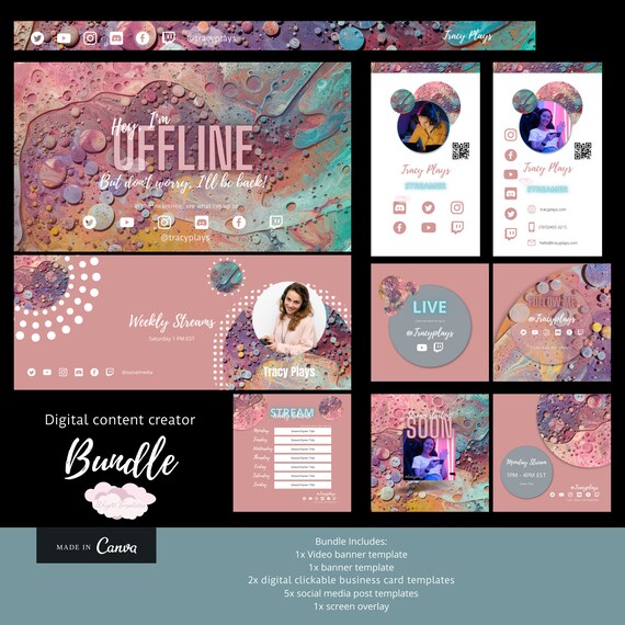 Content Creator Bundle Template Digital Business Card for | Etsy