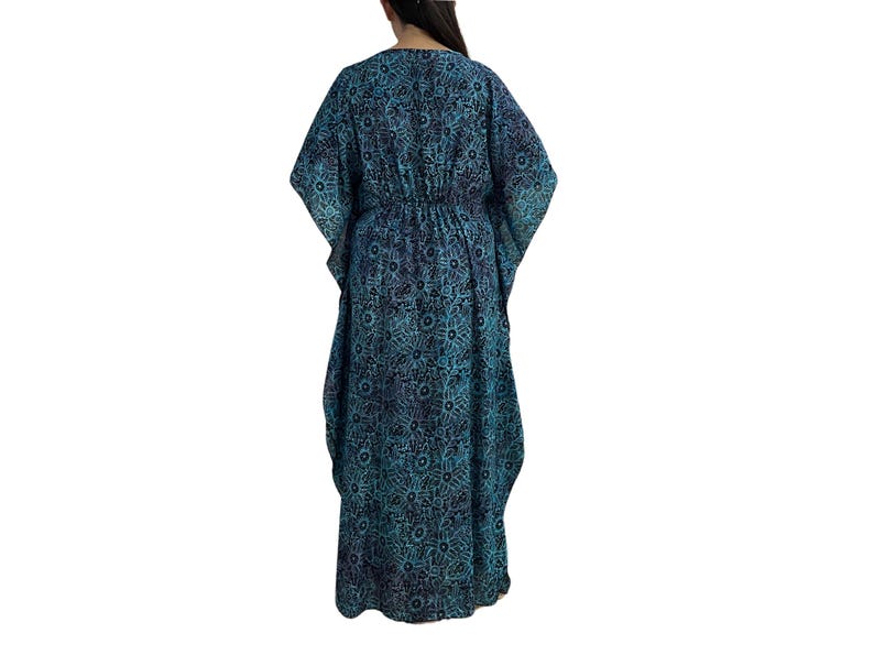 DHATRI Handmade Batik Rayon Kaftan Dress: Boho Butterfly Maxi Gown ...
