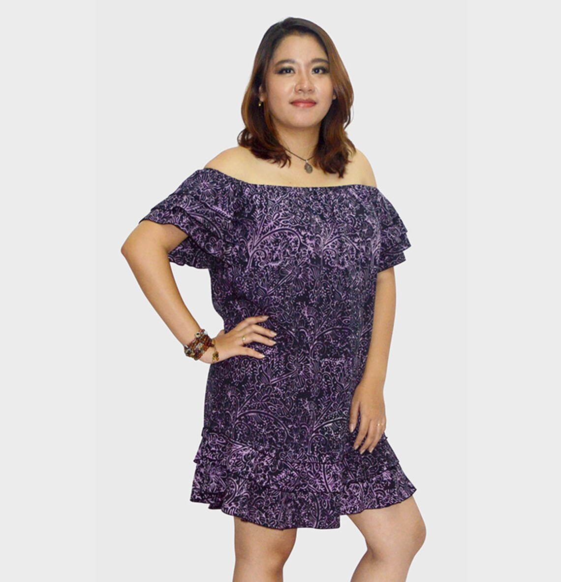 ROMANTIC Batik off Shoulder Short Dress ~ Top Quality Bali Batik ...