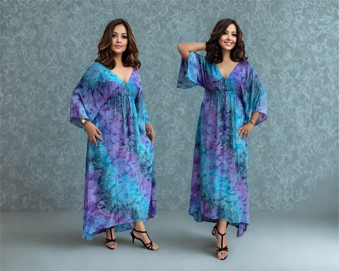 BHARANI Handmade Batik Maxi Dress: Boho Kaftan Rayon Elegance - Etsy