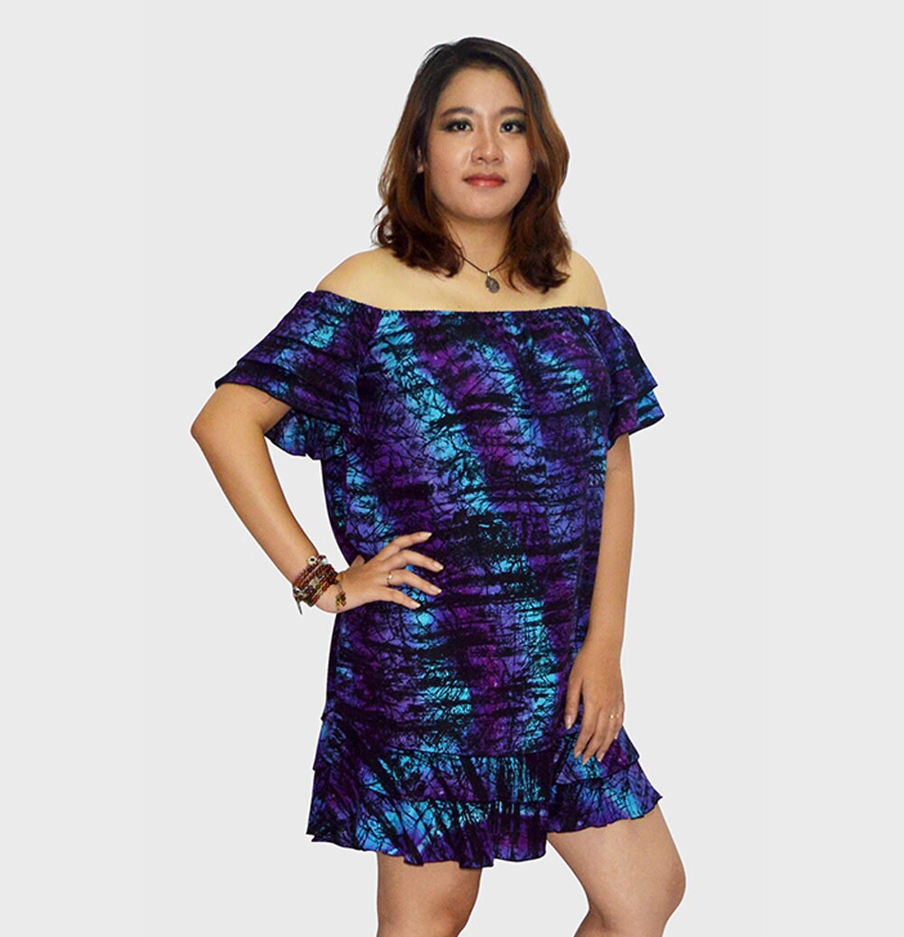 ROMANTIC Batik off Shoulder Short Dress Top Quality Bali Batik Frill ...