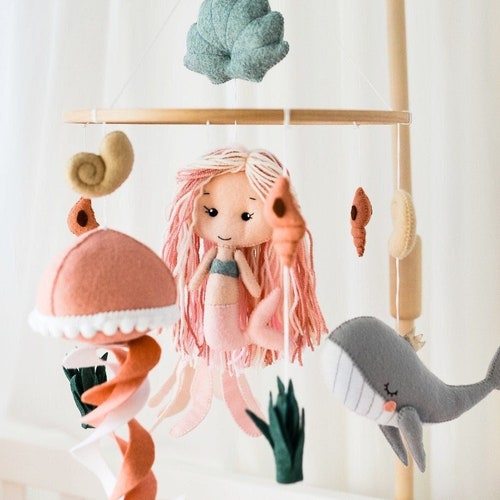 Mermaid Mobile Whale Nursery Mobile Ocean Nursery Decor Baby - Etsy