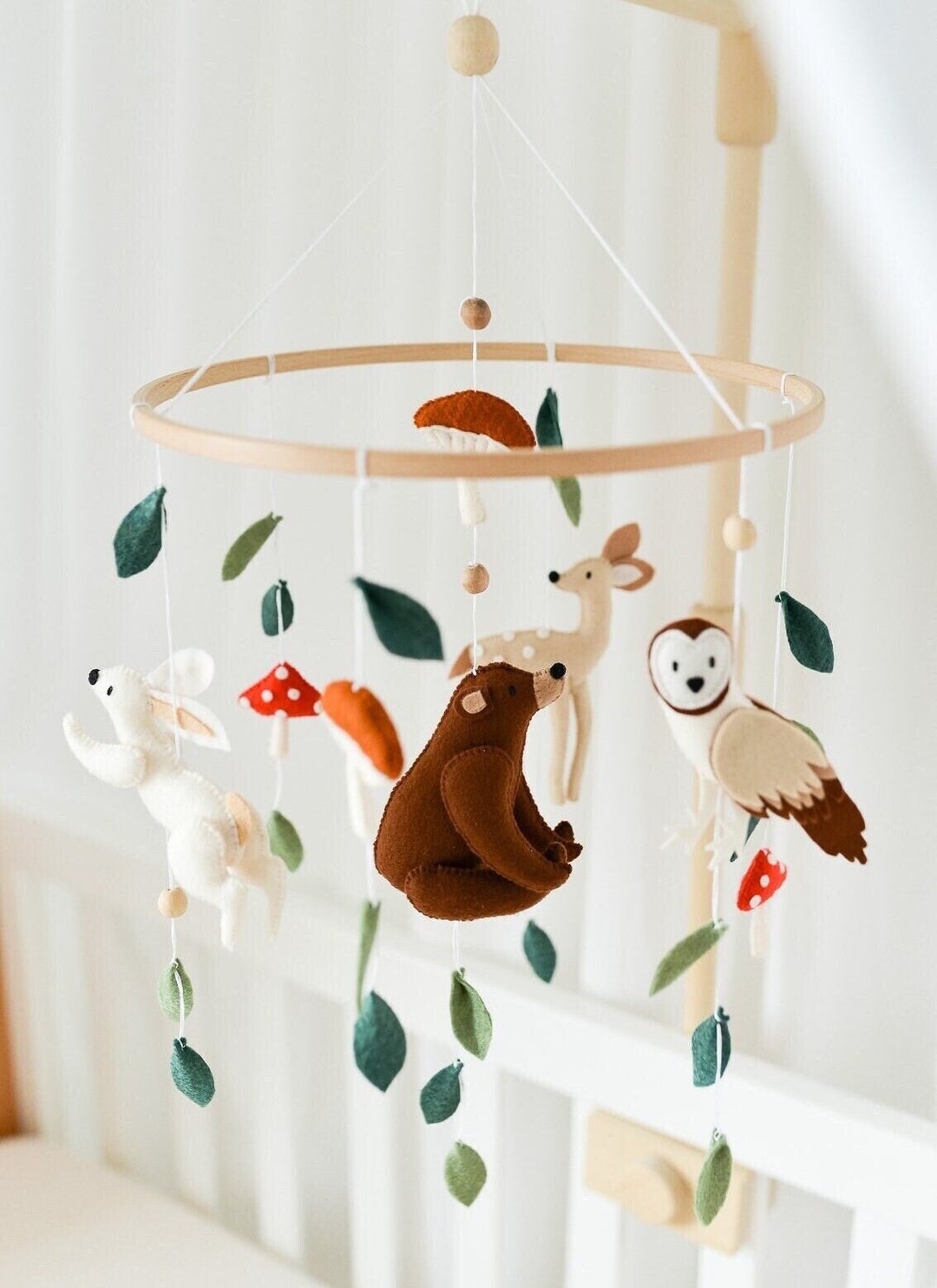 Mobile Woodland Crib Baby Mobile Neutral Fairytale Woodland Boho ...