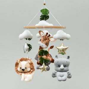 Baby Mobile Safari Giraffe Lion Nursery Mobile Safari Hanging Crib ...