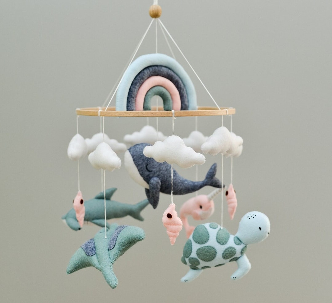 Ocean Baby Mobile, Crib Baby Mobile for Girl, Nursery Rainbow Mobile ...
