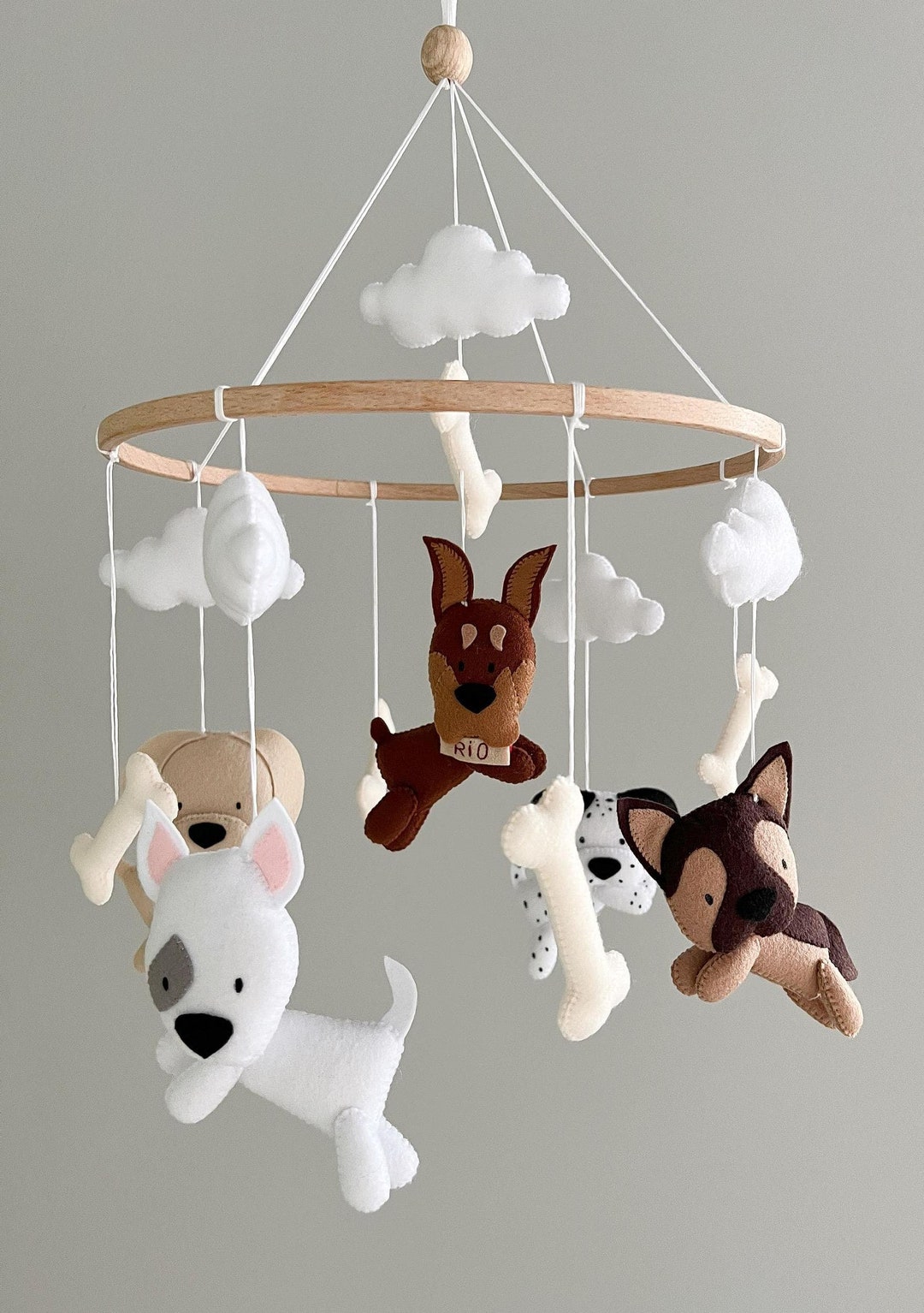 Custom Bog Mobile Puppies Crib Mobile for Nursery Decor Neutral Animals ...