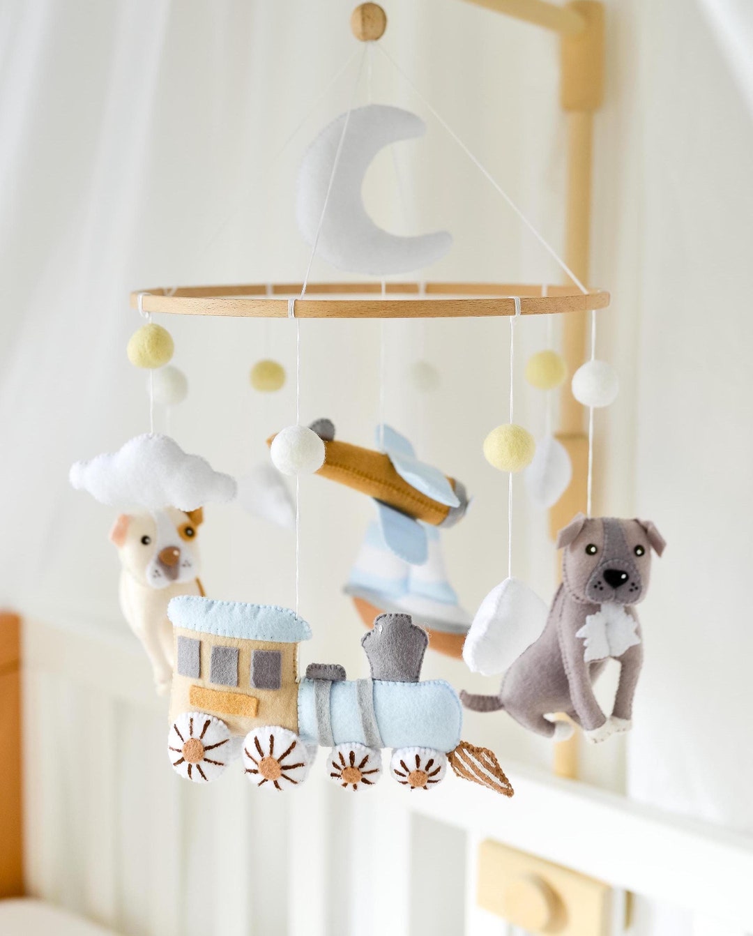 Dog Custom Baby Mobile, Transport Mobile for Nursery Decor, Train Sail ...