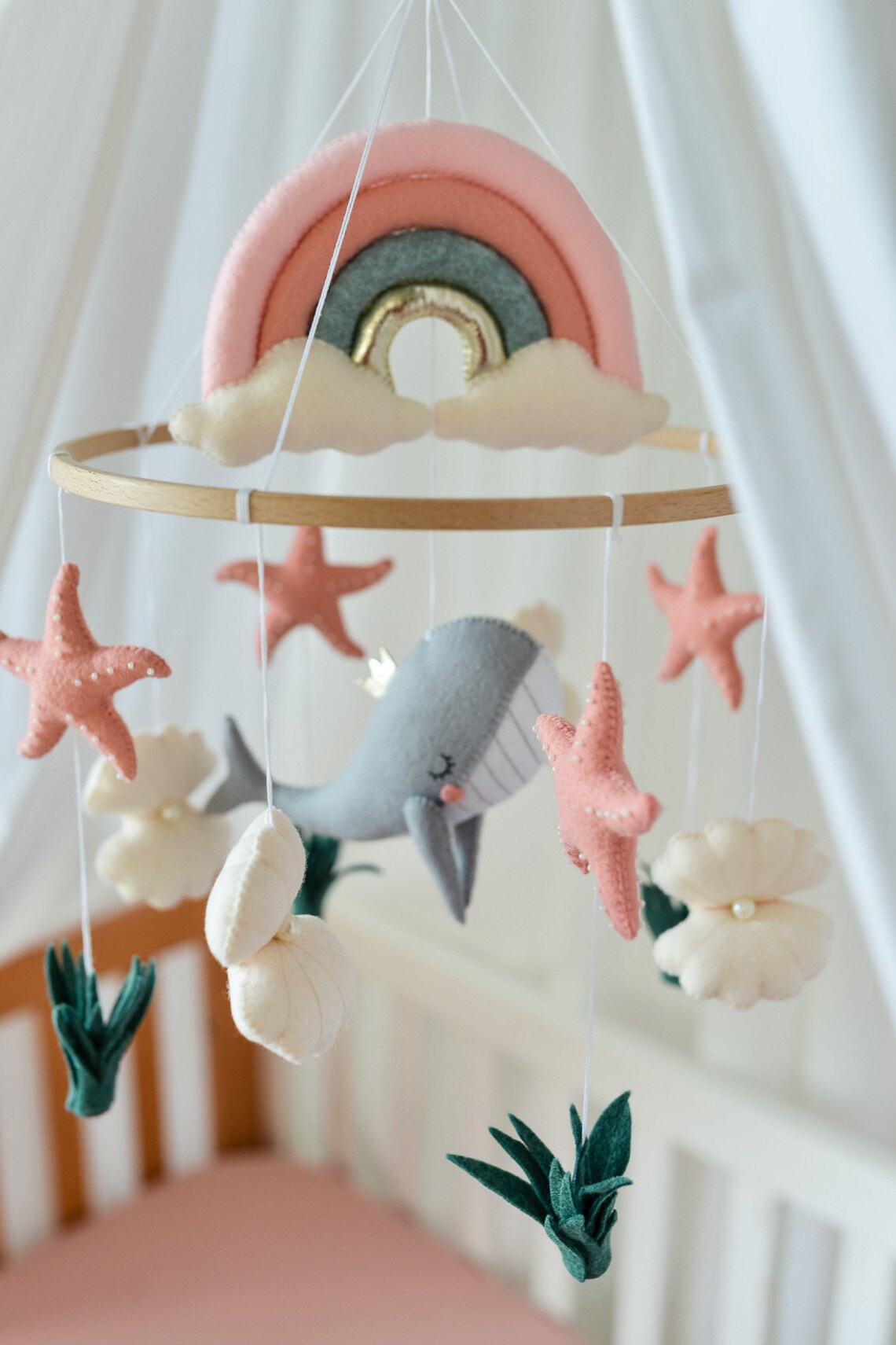 Baby Mobile Ocean Baby Mobile Girl Whale Mobile Shell Mobile Custom ...