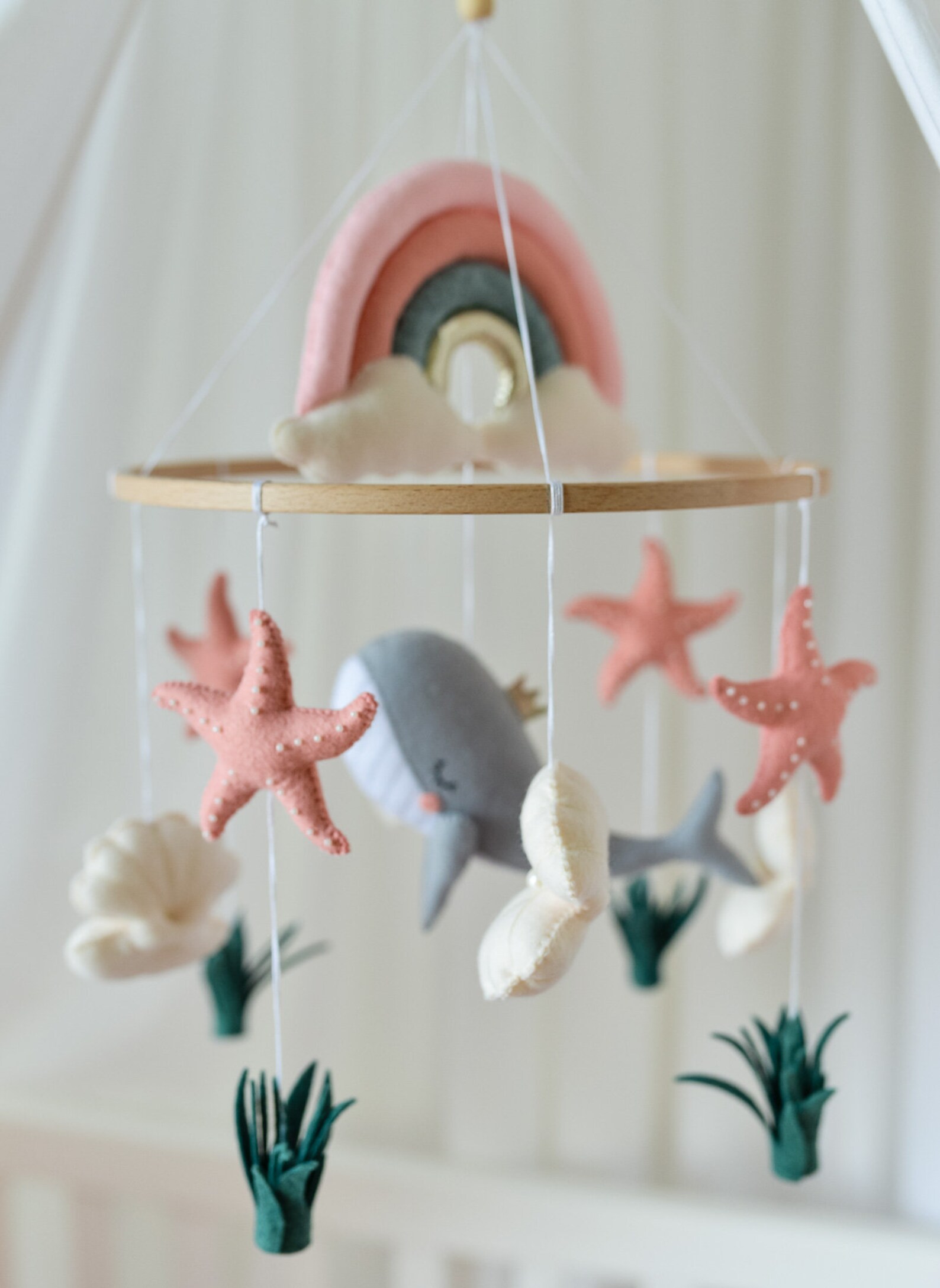 Baby Mobile Ocean Baby Mobile Girl Whale Mobile Shell Mobile Custom ...