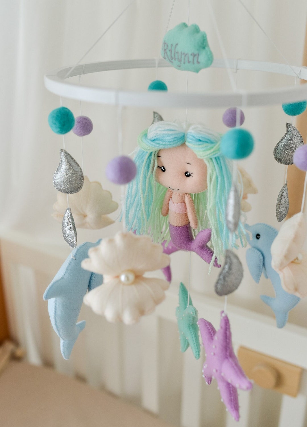Mermaid Baby Mobile, Ocean Baby Girl Mobile, Crib Ocean Nursery Hanging ...