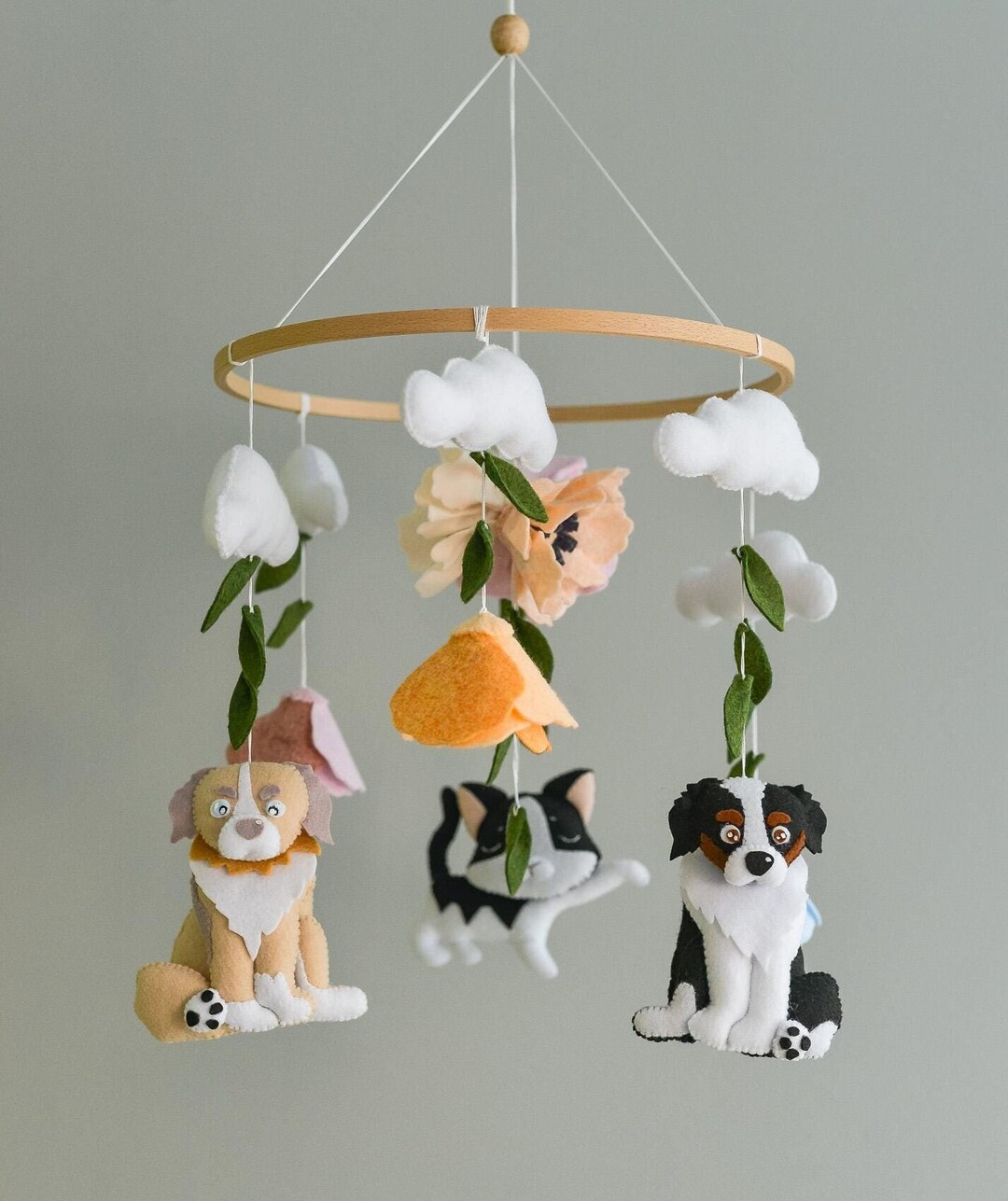 Custom Pets Baby Mobile Australian Shepherd Dog Mobile Cat Floral ...