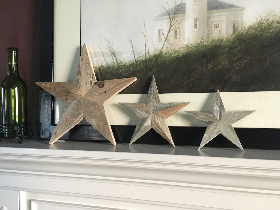 Set of 3 Rustic Wooden Stars Made With Reclaimed Wood From New England ...