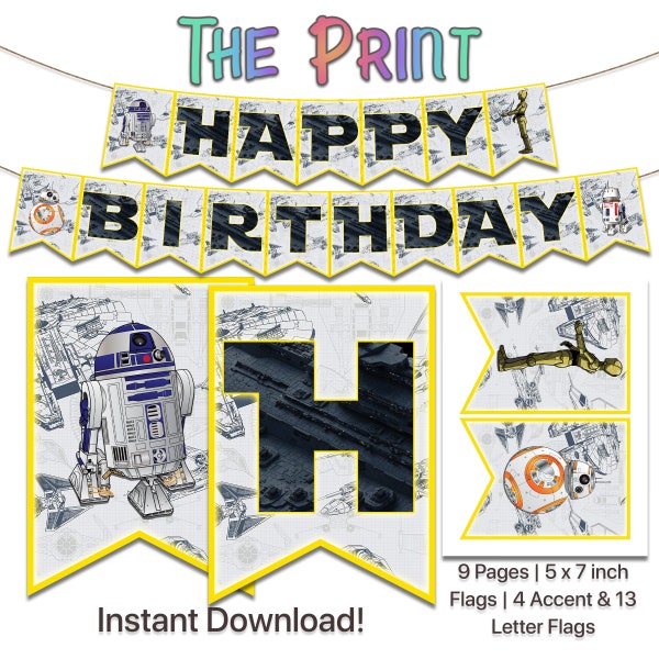Starwars Birthday Banner Printable - Etsy