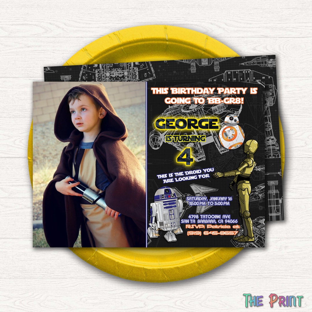Star Wars Picture Invitation, Star Wars Picture Party, Star Wars Invite ...