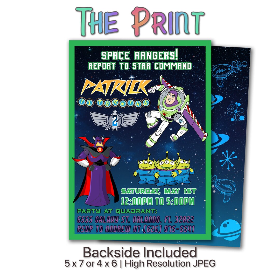 Buzz Lightyear Invitation Buzz Lightyear Party Buzz - Etsy