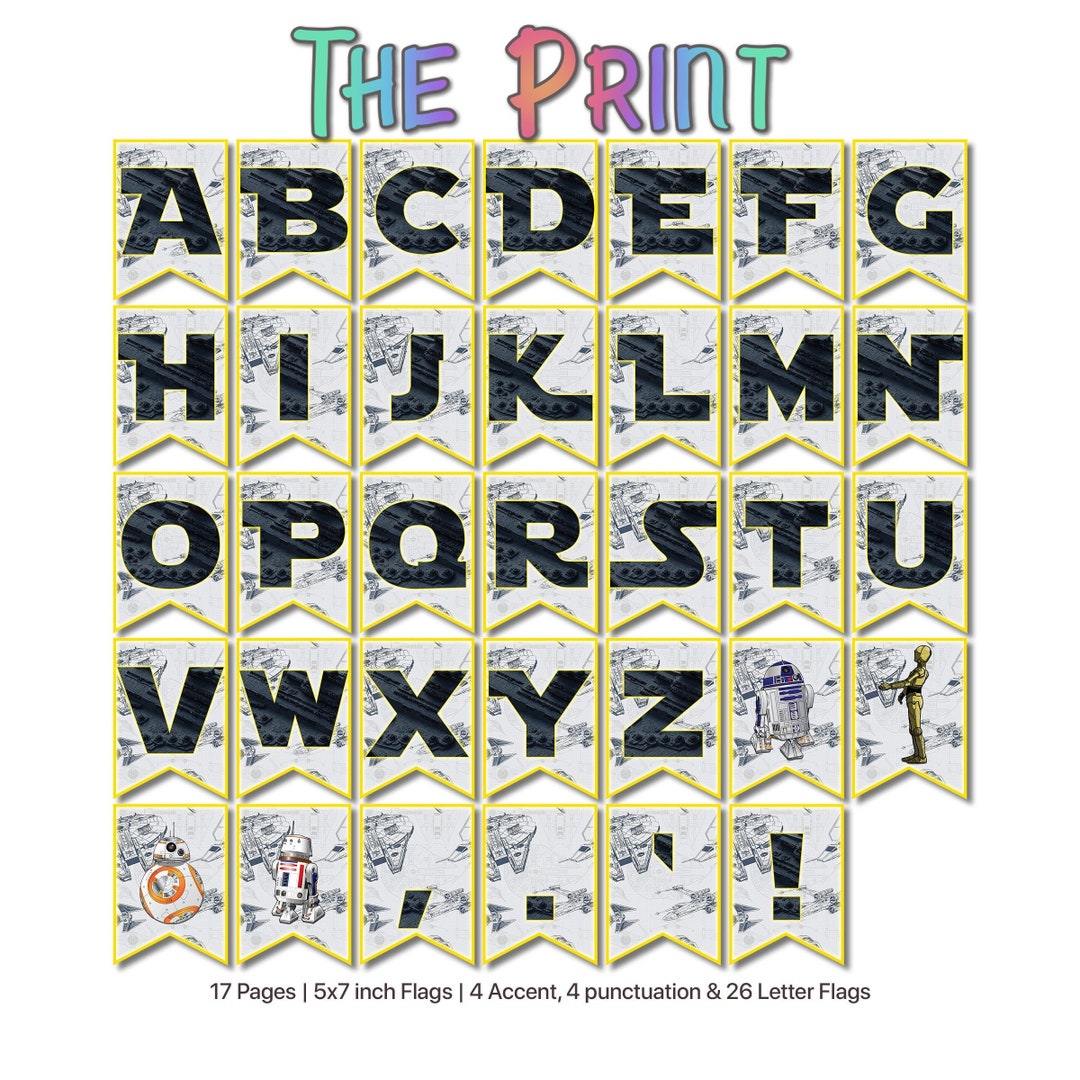 Star Wars Alphabet Banner, Star Wars Happy Birthday Banner, Star Wars ...