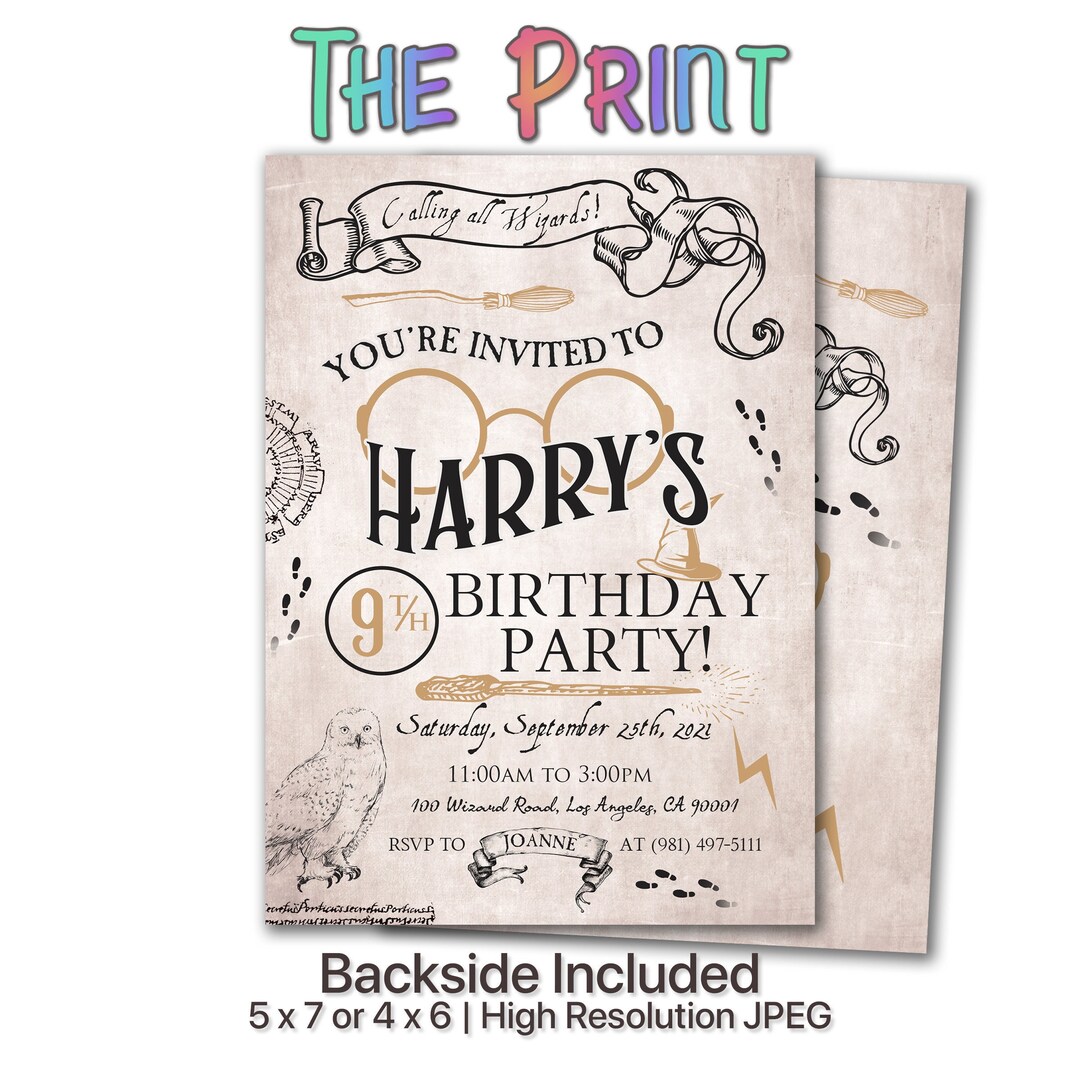 Witchcraft & Wizardry Invitation, Sorcery Birthday Invitation, Owl ...