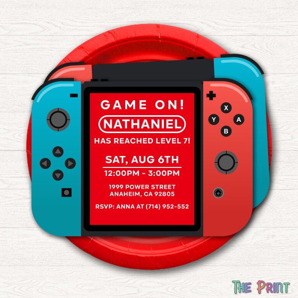 Nintendo Switch Invitation - Etsy