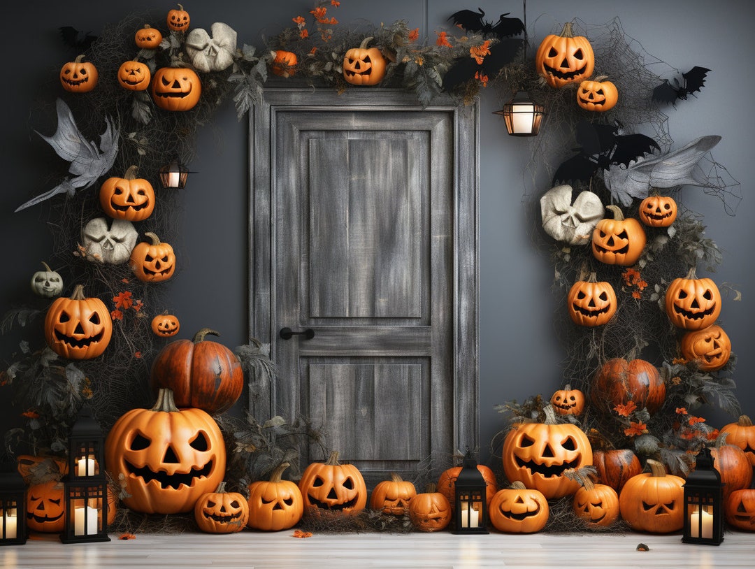 5 Halloween Backdrop ,halloween Pumpkin Backdrops ,fall Photography ...