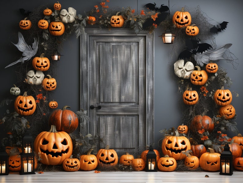 5 Halloween Backdrop ,halloween Pumpkin Backdrops ,fall Photography ...