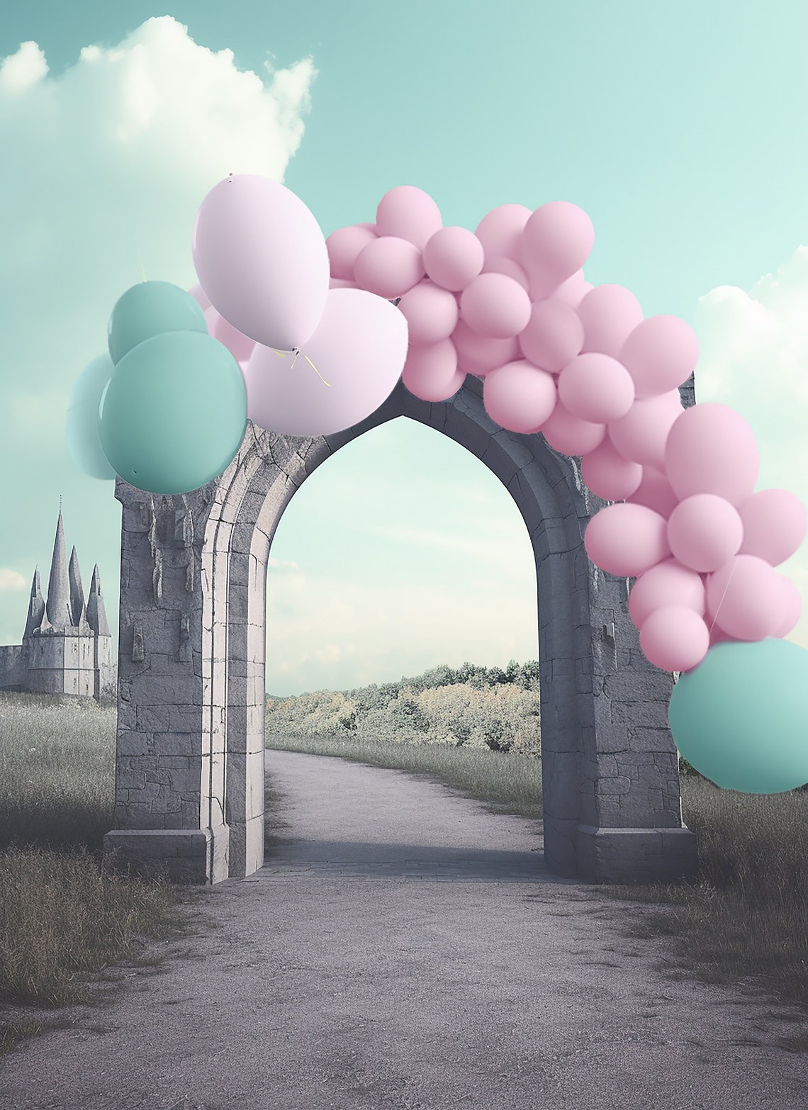 18 Ballon Arch and Castle Digital Background, Photo Manipulation ,kids ...