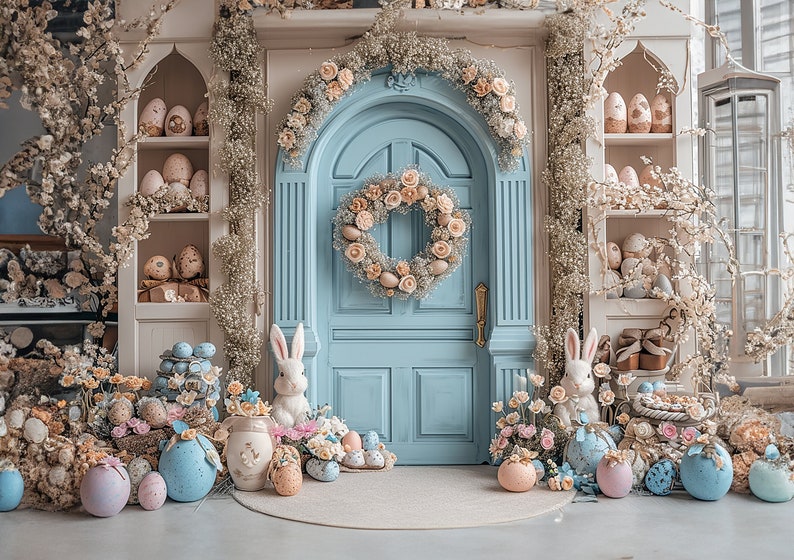 5 Easter Door Digital Backdrops, Easter Photo Props, Spring Photo ...