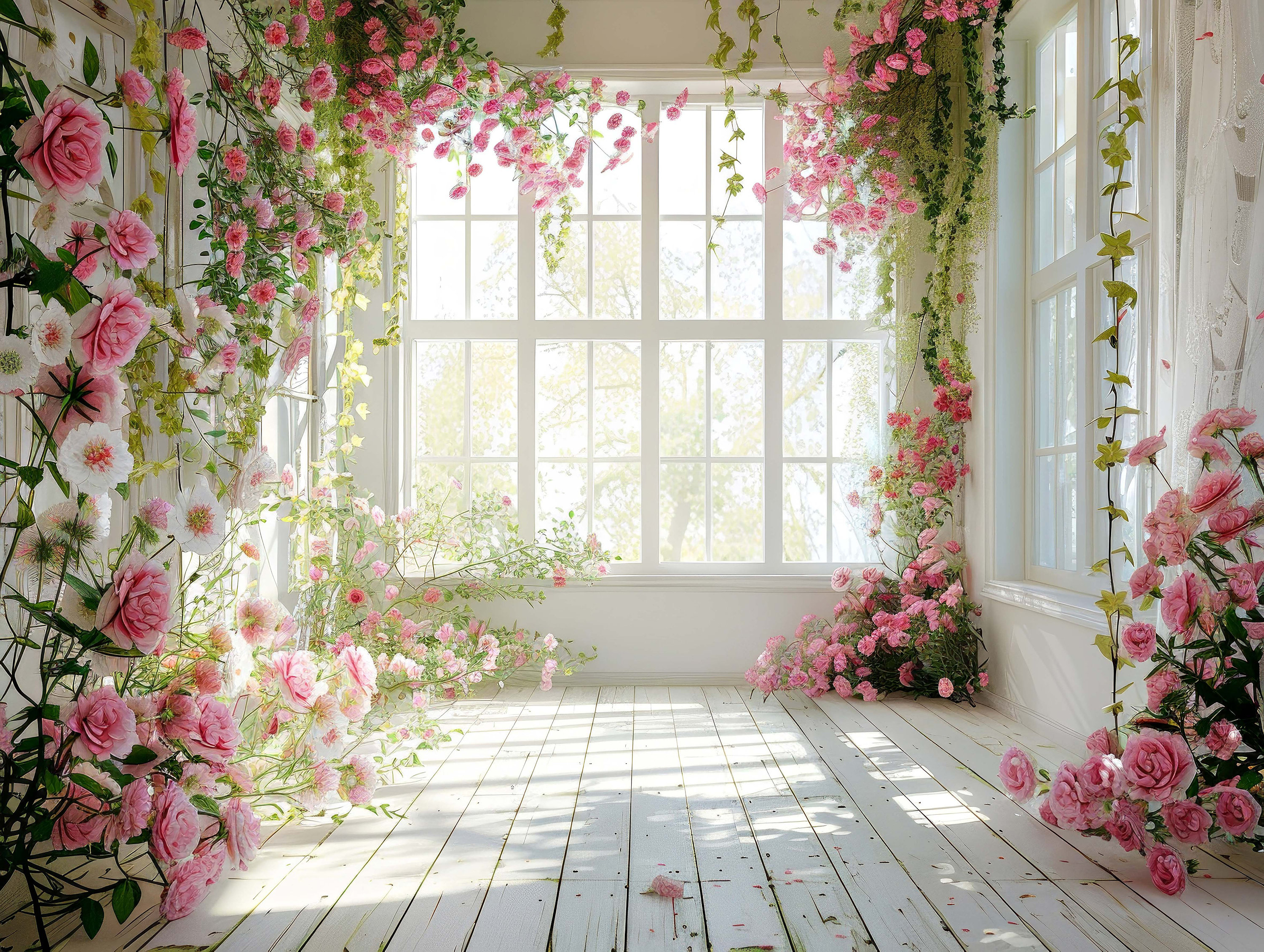 Wedding Pink Floral Room, Maternity or Wedding Pink Digital Backdrop ...