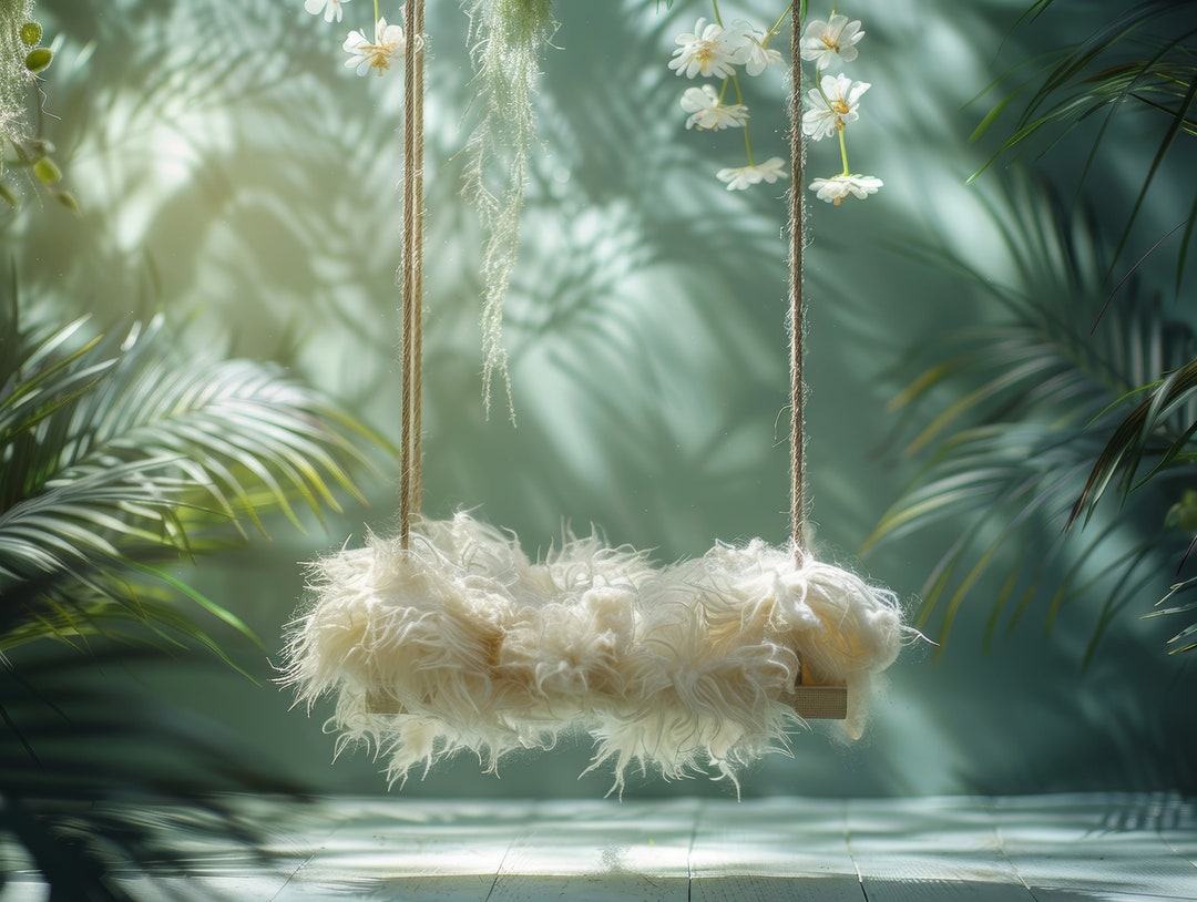 Summer Newborn Digital Swing Backdrop, Jungle Backdrop, Palm Digital ...