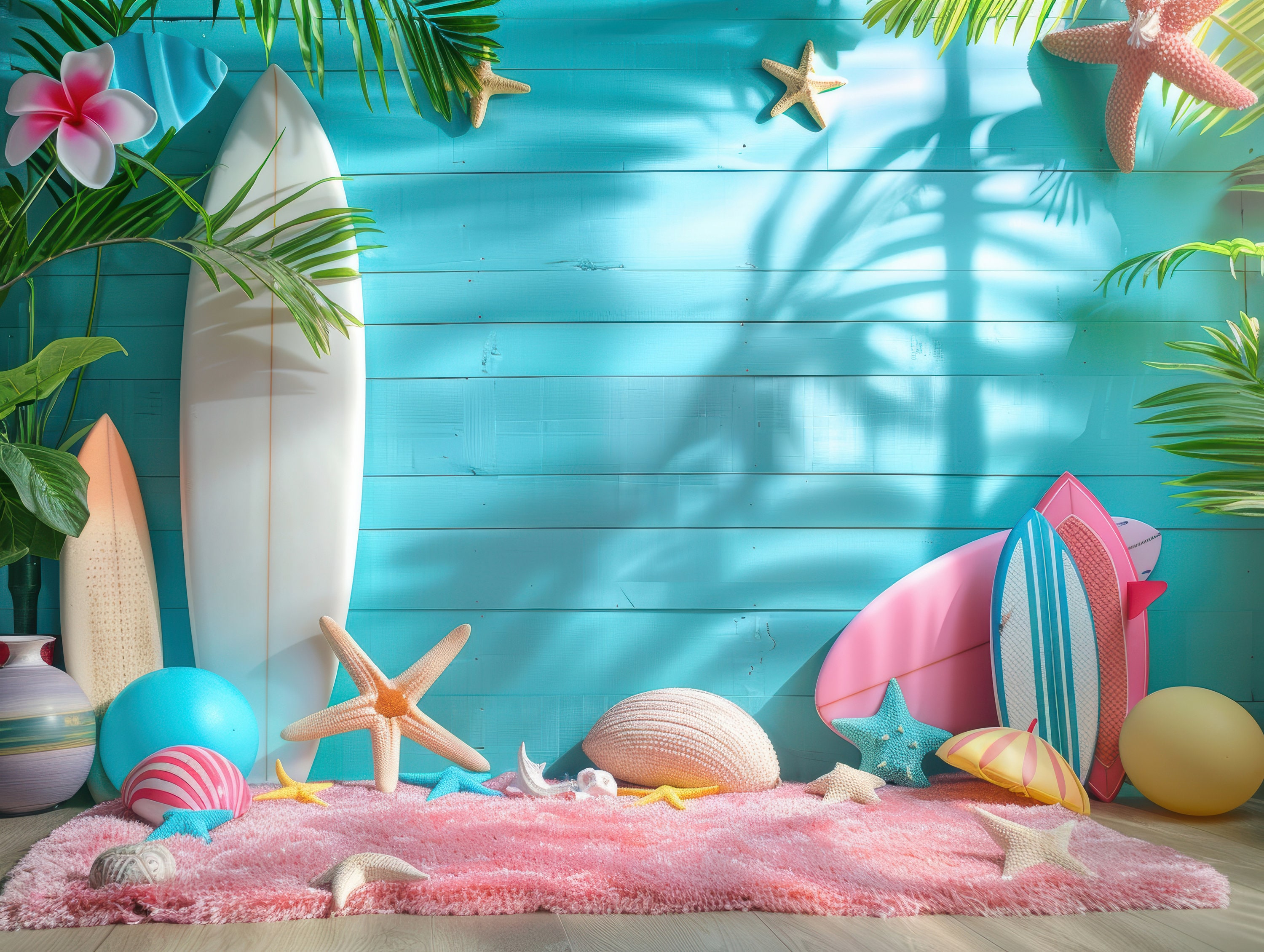 4 Summer Digital Backdrop for Kids, Child Photography, Surf Backdrop ...