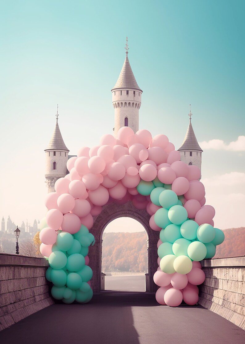 18 Ballon Arch and Castle Digital Background, Photo Manipulation ,kids ...