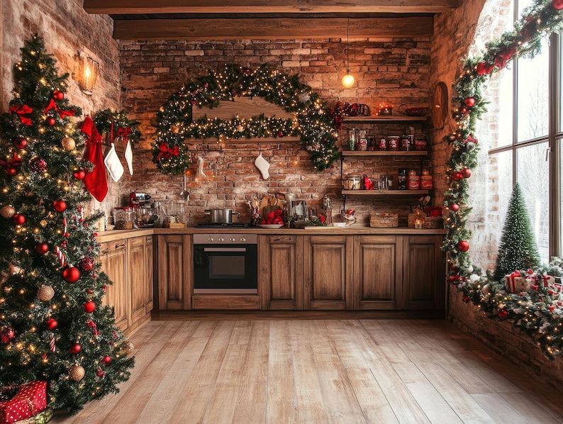 5 Beautiful Digital Christmas Kitchen for Family Photoshoot, Children ...
