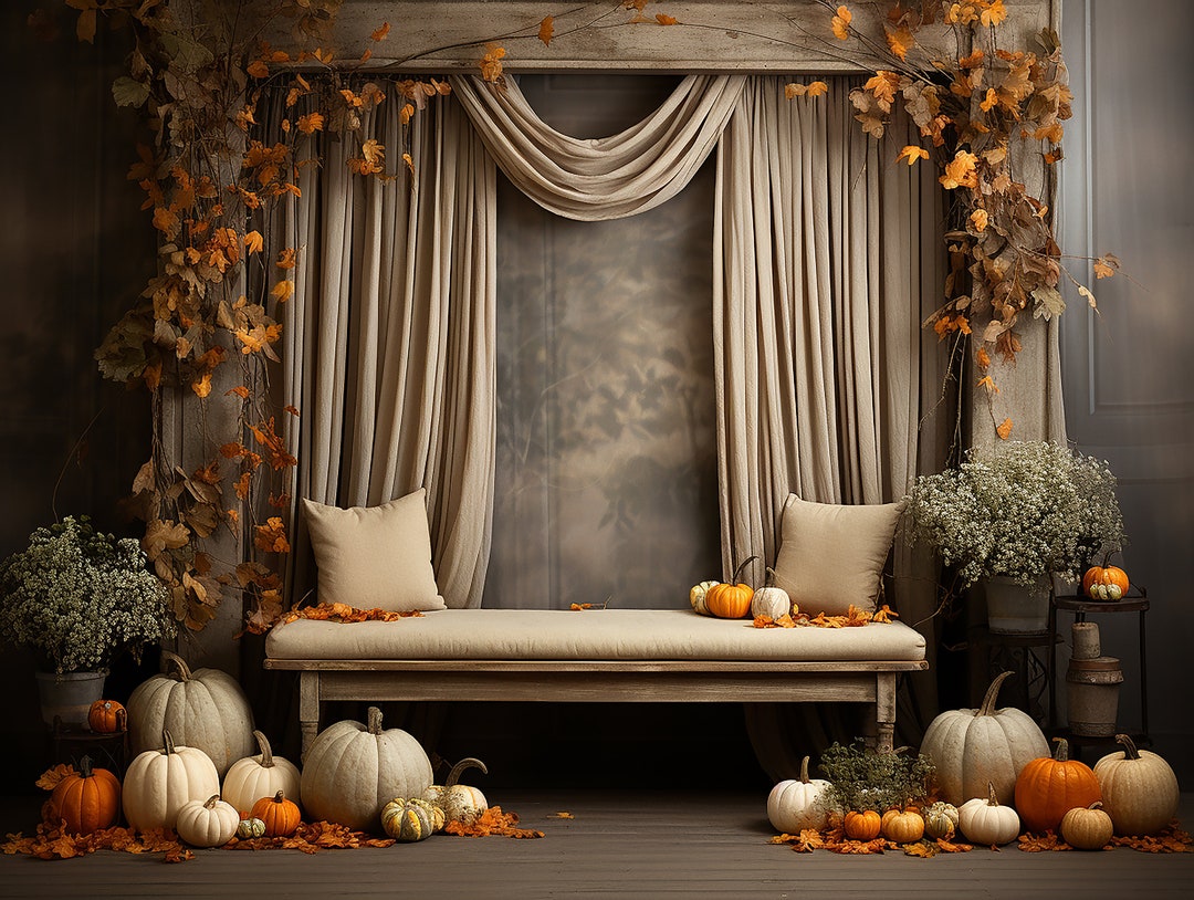 5 Fall Pumpkin Backdrop, Fall Photo Backdrop, Autumn Room Backdrop ...