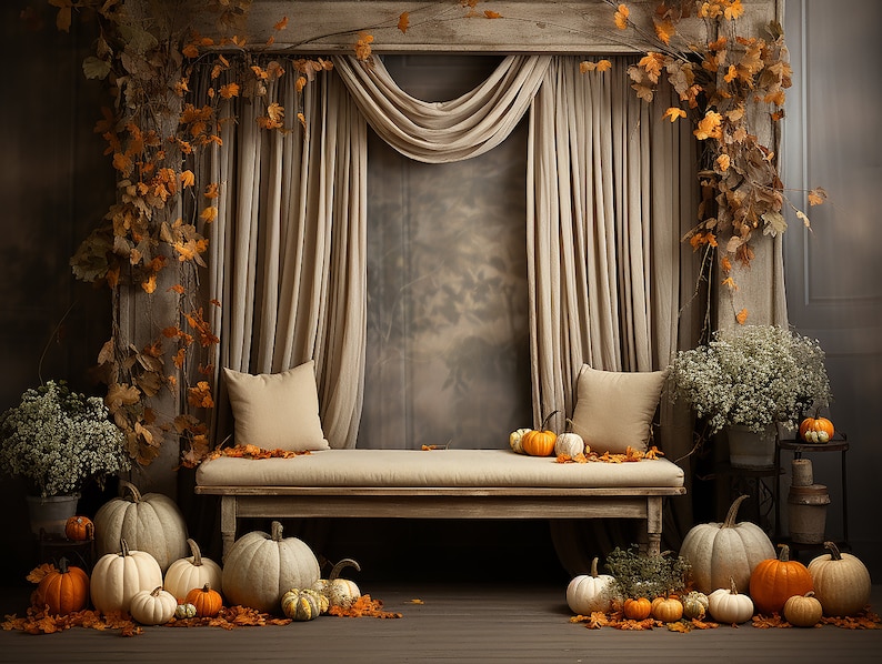 5 Fall Pumpkin Backdrop, Fall Photo Backdrop, Autumn Room Backdrop ...
