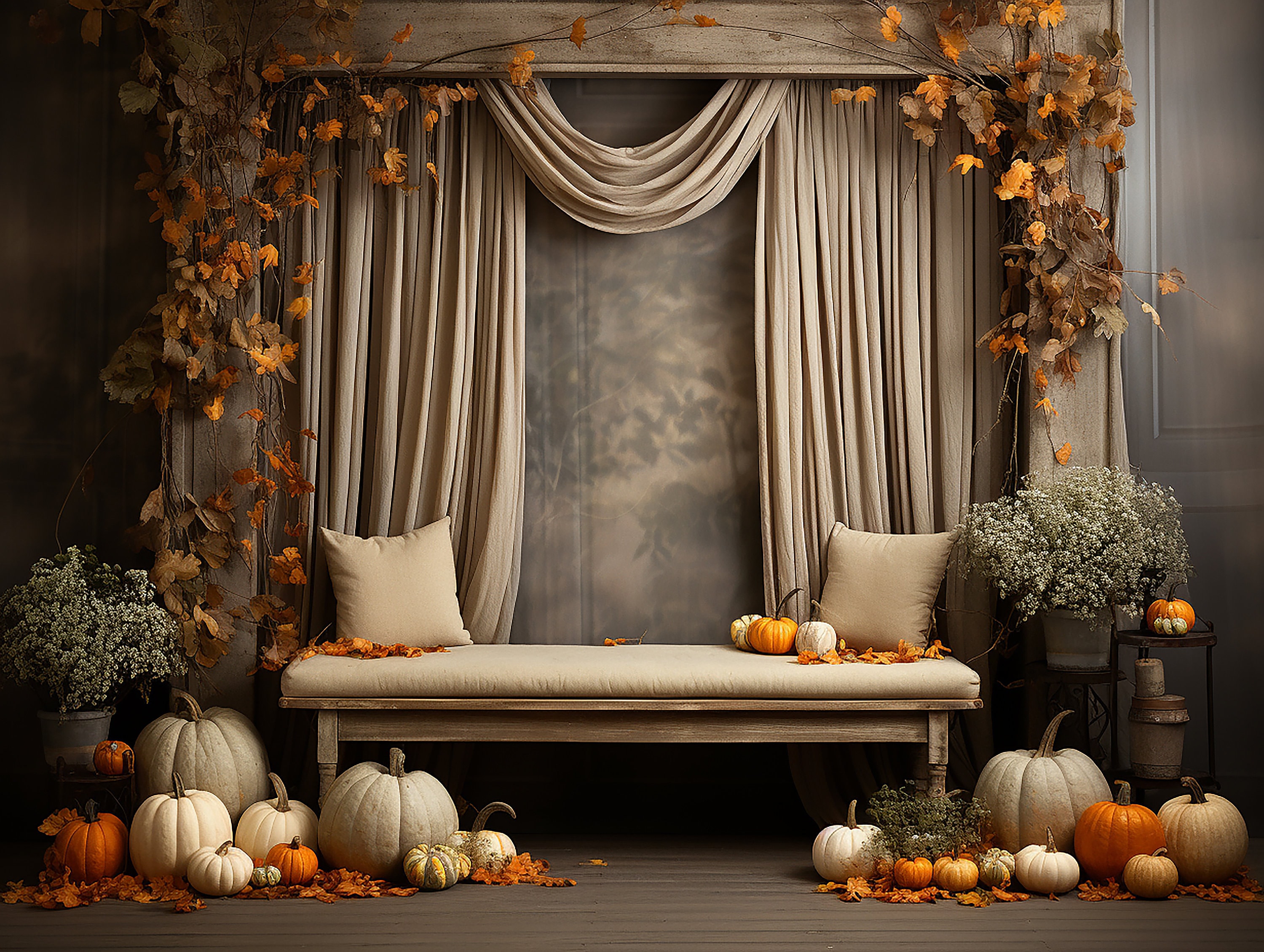 5 Fall Pumpkin Backdrop, Fall Photo Backdrop, Autumn Room Backdrop ...