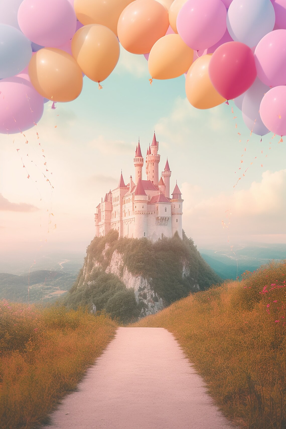 18 Ballon Arch and Castle Digital Background, Photo Manipulation ,kids ...