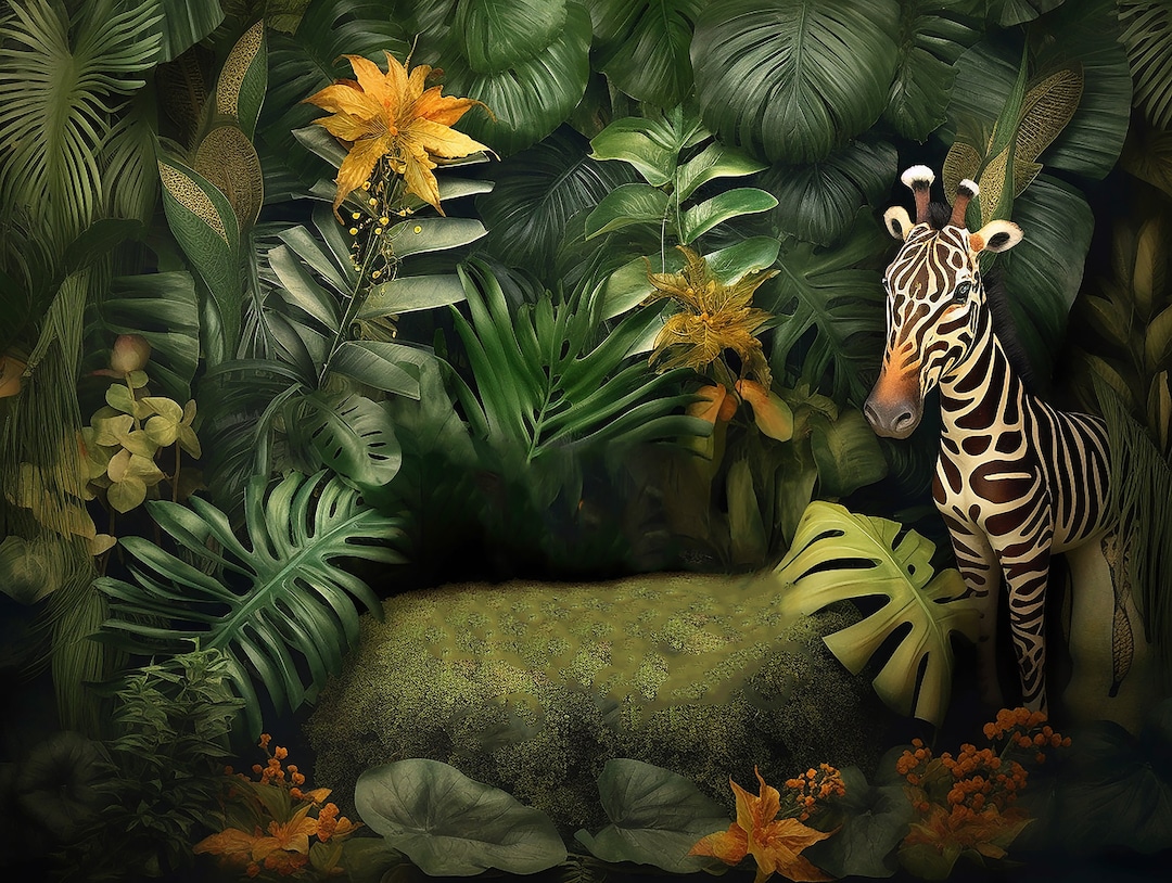 3 Newborn Digital Jungle Backgrounds, Jungle Baby Boy Digital Backdrop ...