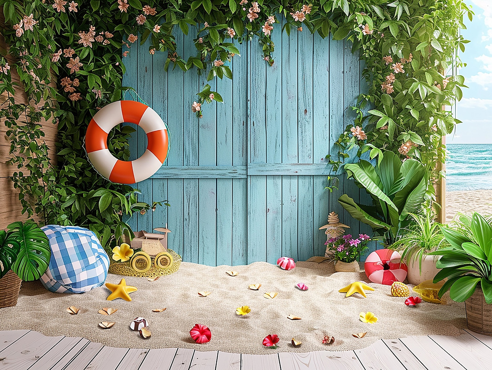 4 Summer Digital Backdrop for Kids, Child Photography, Surf Backdrop ...