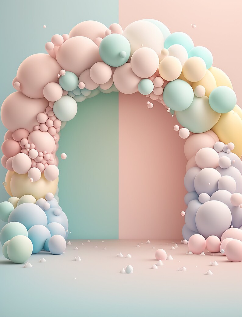 Pastel Balloon Arch Digital Backdrops, Kids and Maternity Photo ...