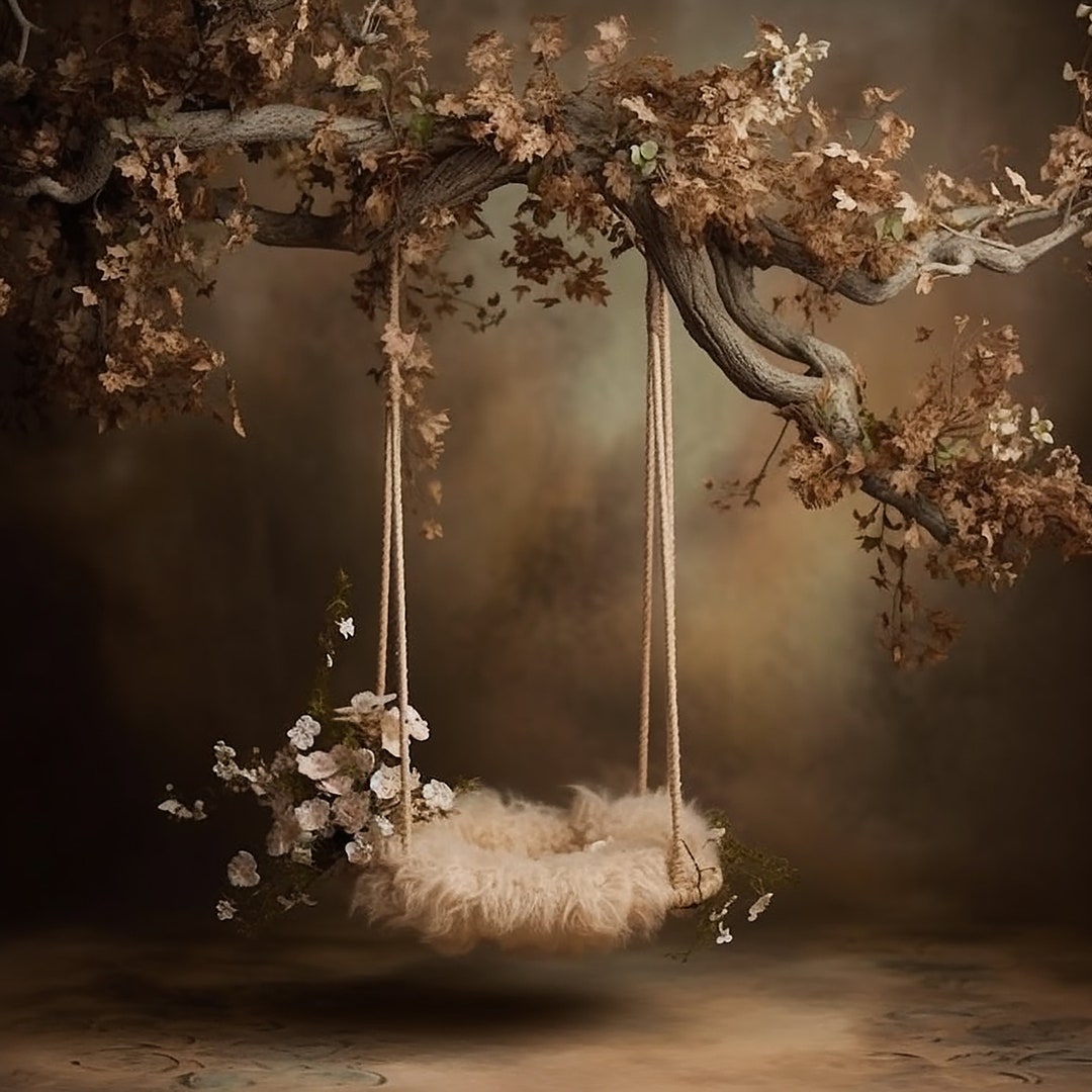 11 Branch Swing Digital Background, Newborn Baby Swing, Dark Brown ...