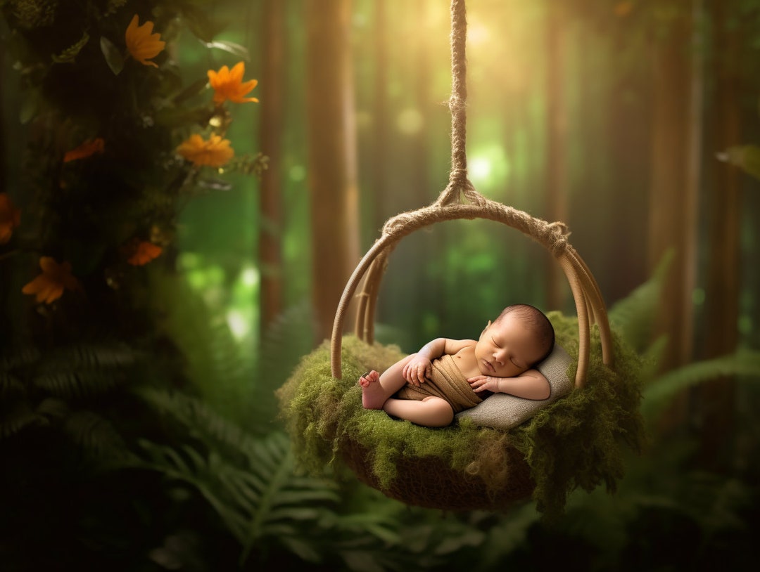 5 Newborn Digital Jungle Swing Woods Backgrounds, Jungle Baby Boy ...